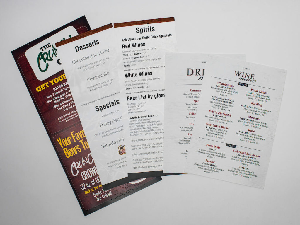 Standard Menus / Menu Inserts - River City Reproductions