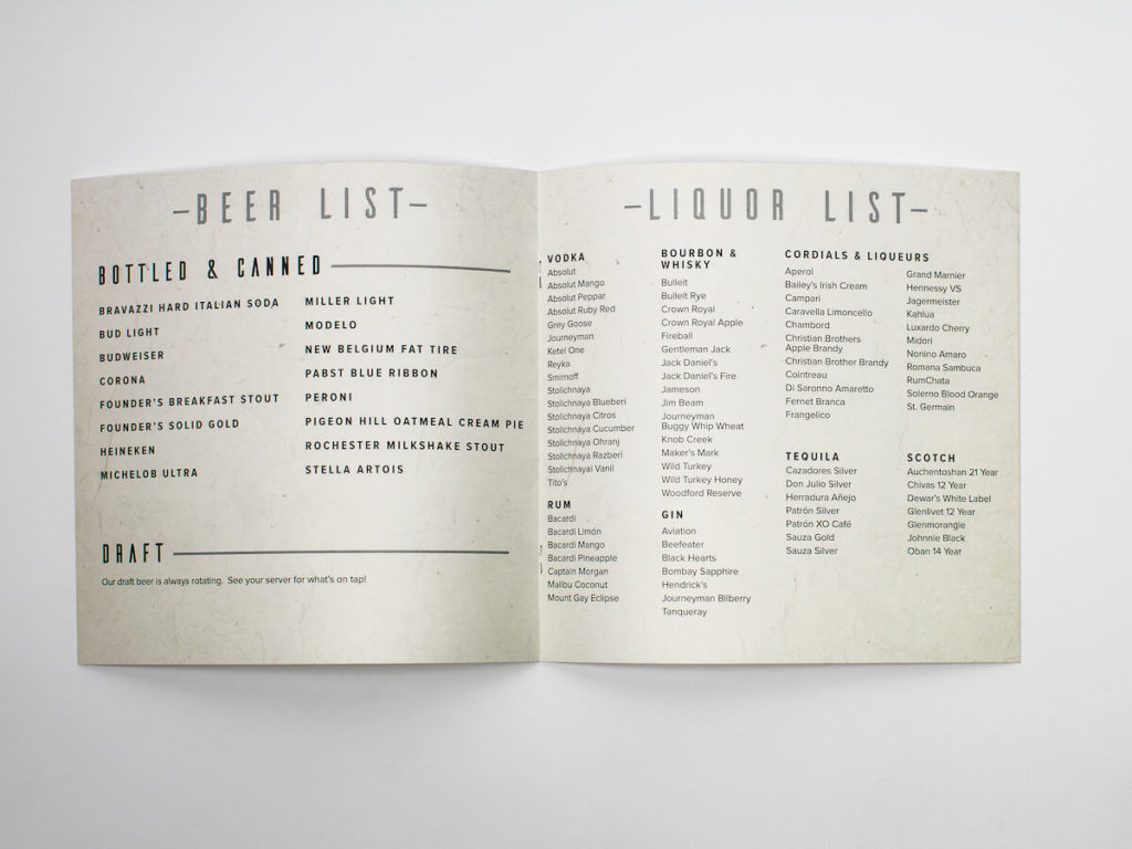 Standard Menus / Menu Inserts - River City Reproductions